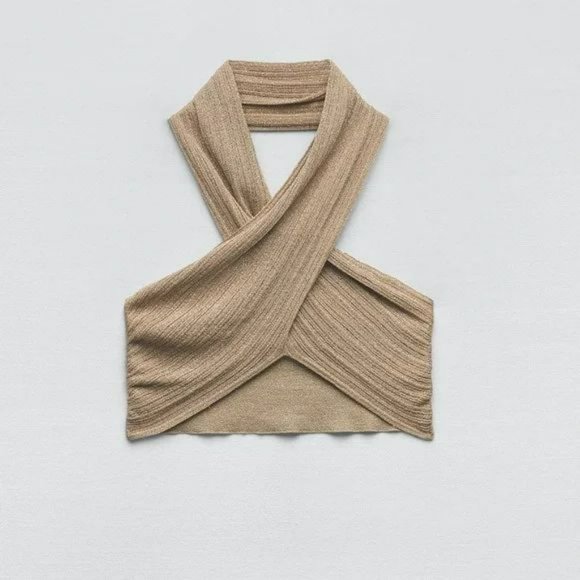 Zara | Skirts | Rare Zara 2 Piece Golden Metallic Thread Wrap Knit Top ...